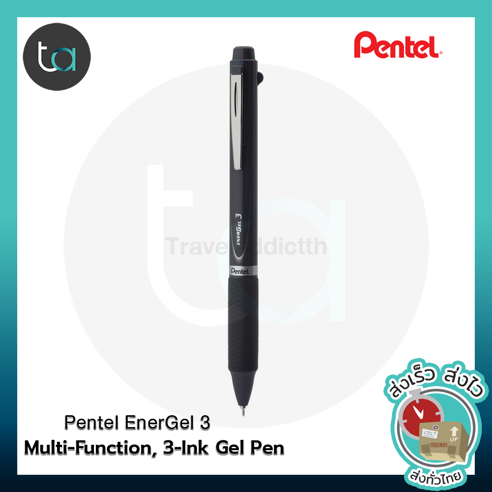PENTEL EnerGel 3 Multi-Function, 3-Ink Gel Pen, (0.5mm) Fine Line-ปากกา ...