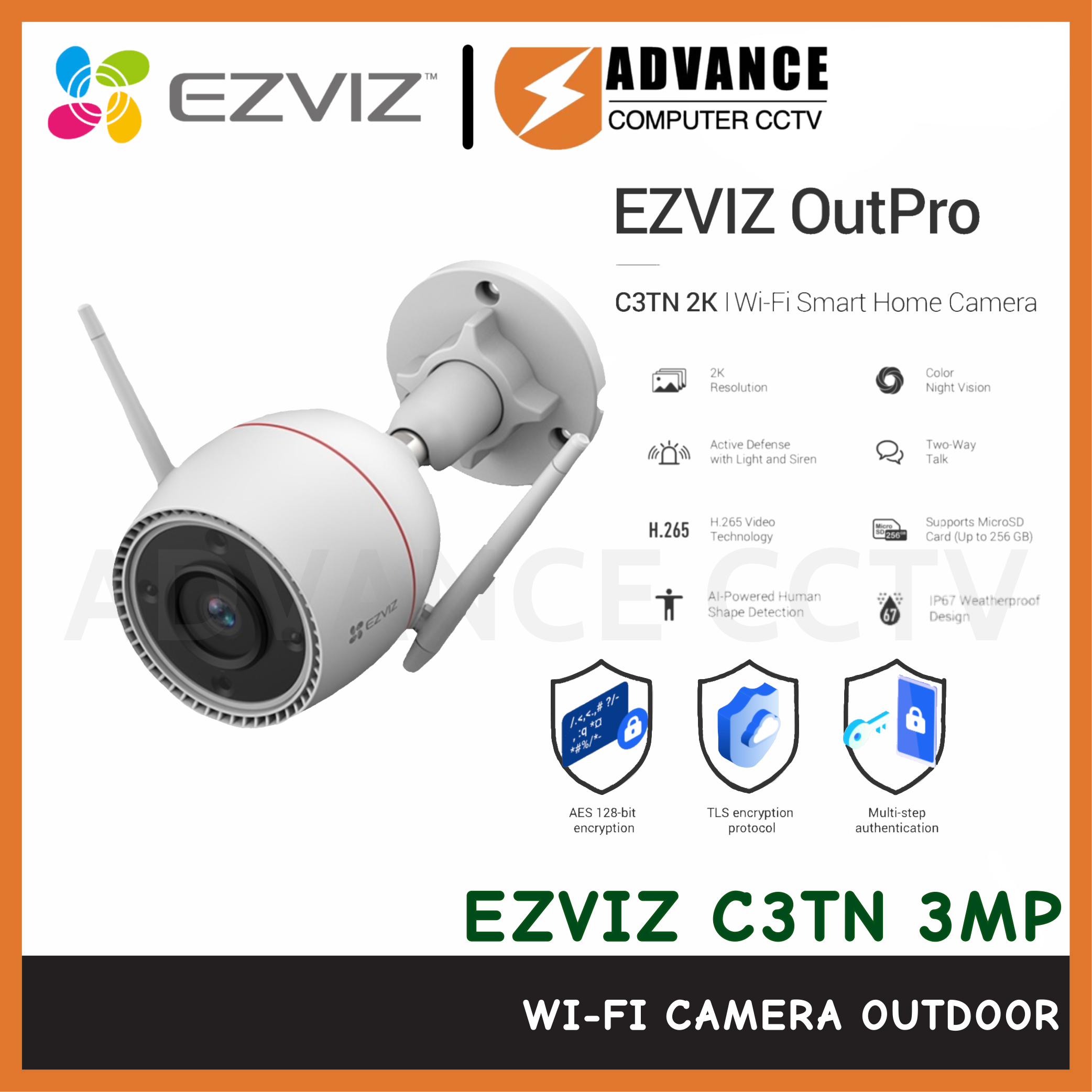 Ezviz OutPro (3MP) รุ่น C3TN Color 3MP Wi-Fi Camera H.265 : กล้องวงจร ...