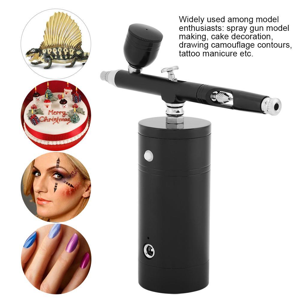 Mobile Airbrush แบบพกพา 0.3mm Black Mini Air Compressor Spray Airbrush ...