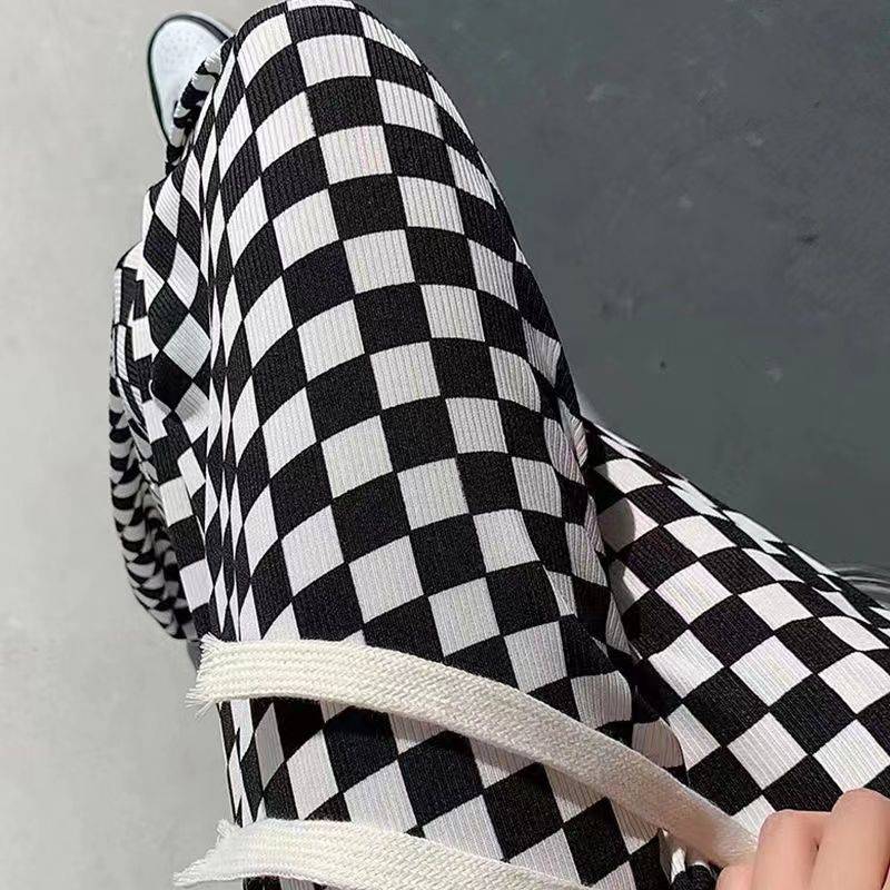 FF.fashion - กางเกงขายาวผ้าร่อง ลายตารางหมากรุก ผ้านิ่มมาก ใส่สบาย ไม่ ...