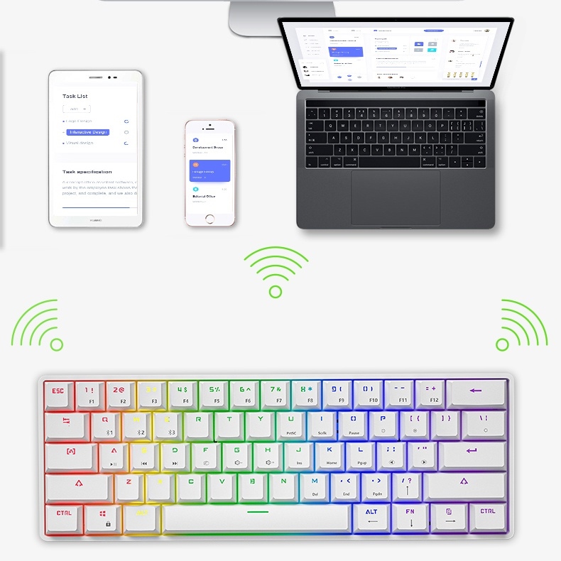 LEAVEN K28 Mechanical Keyboard wireless Gaming Keyboard 60 RGB Dual ...