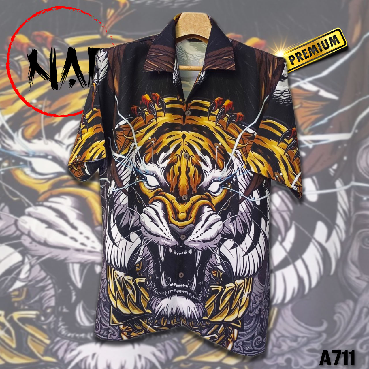 เสื้อฮาวาย เสือคอทอง A711 | Lazada.co.th