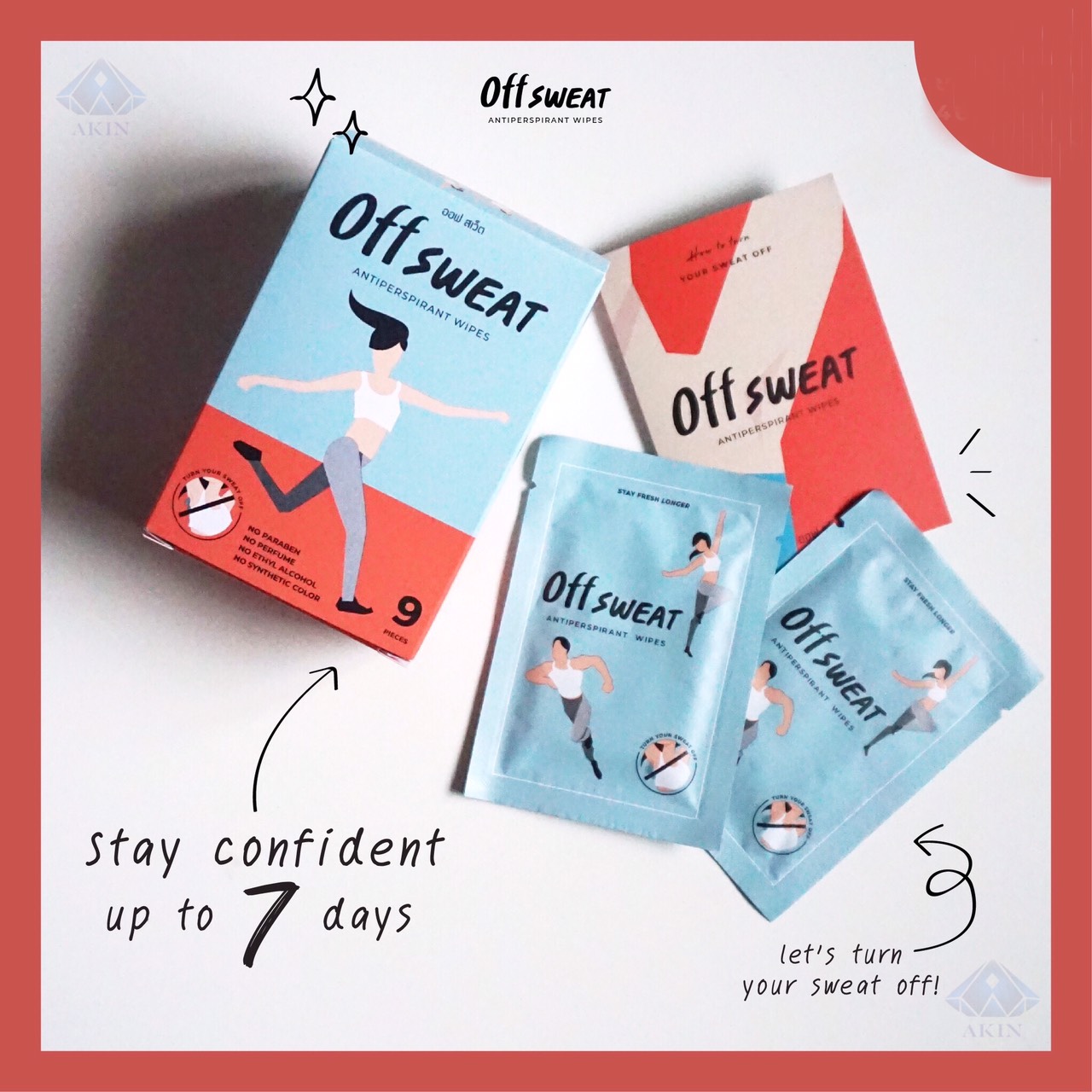 OFF SWEAT *3 กล่อง (30 ซอง) แผ่นเช็ดลดเหงื่อ ลดกลิ่น เช็ดก่อนนอน ปกป้อง ...