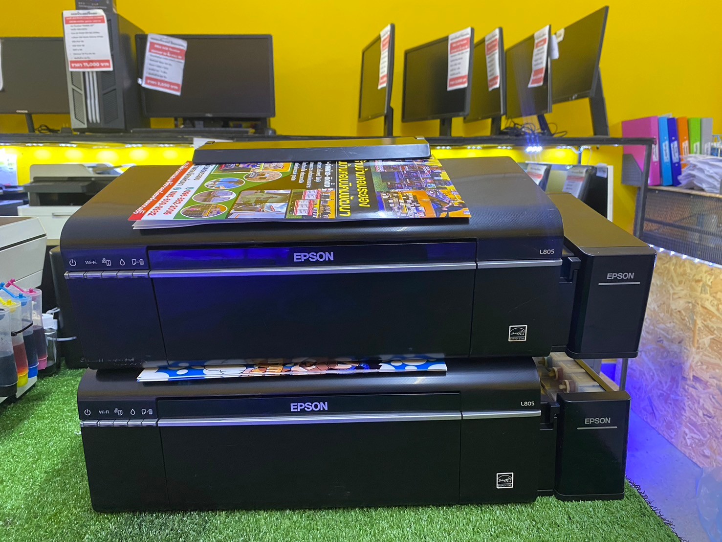 ปริ้นเตอร์ Epson L805 + Ink Tank มือสองพร้อมใช้งาน **อุปกรณ์ครบ** สายไฟ+สาย USB แถมน้ำหมึก 6 สี ...