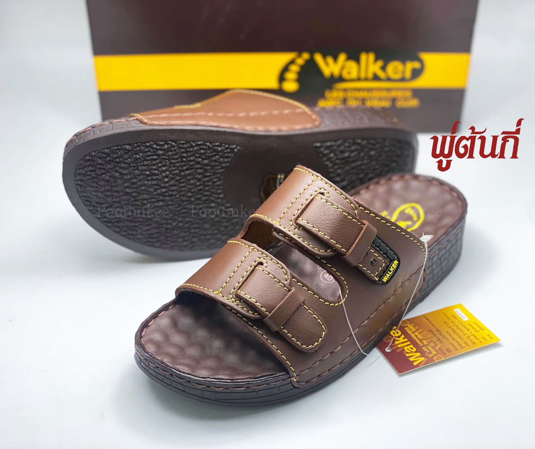 รองเท้า Walker รุ่น WB 655 รองเท้าวอคเกอร์ สีดำ น้ำตาล รองเท้าแตะหนัง ...