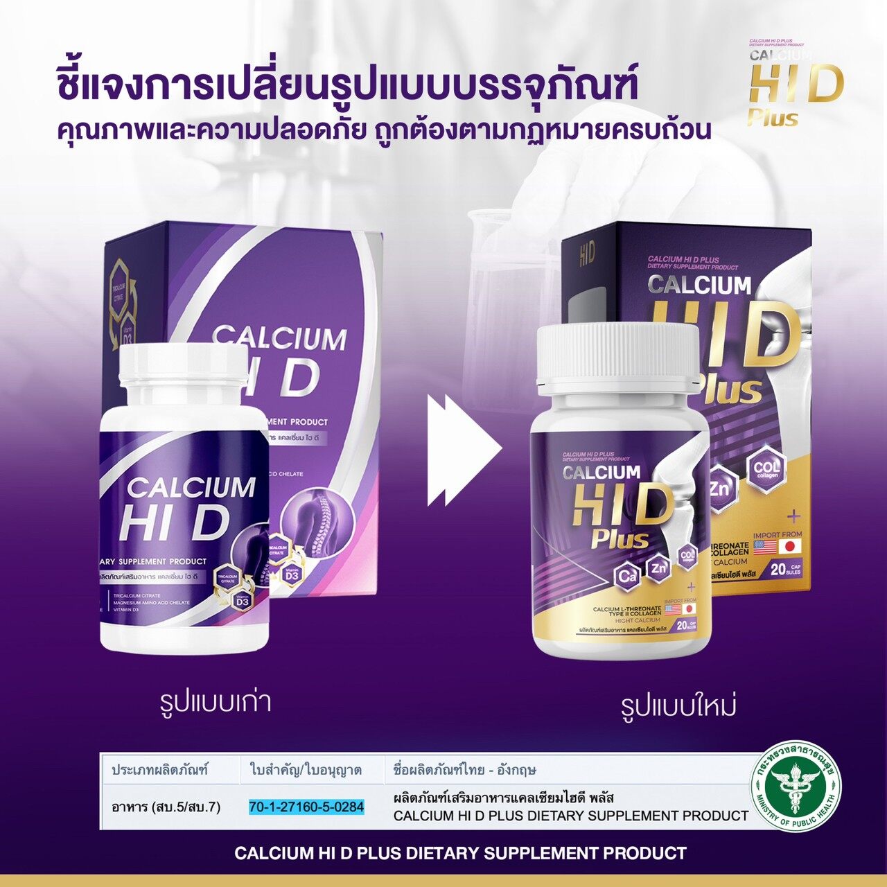 Calcium HI D Plus แคลเซียมไฮ ดี พลัส( 1 กระปุก บรรจุ 20 แคปซูล ...