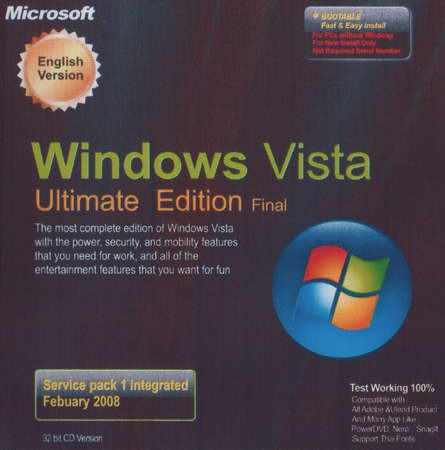 แผ่นโปรแกรมคอมพิวเตอร์ PC Windows Vista Ultimate Edition Final ( 1 CD ...
