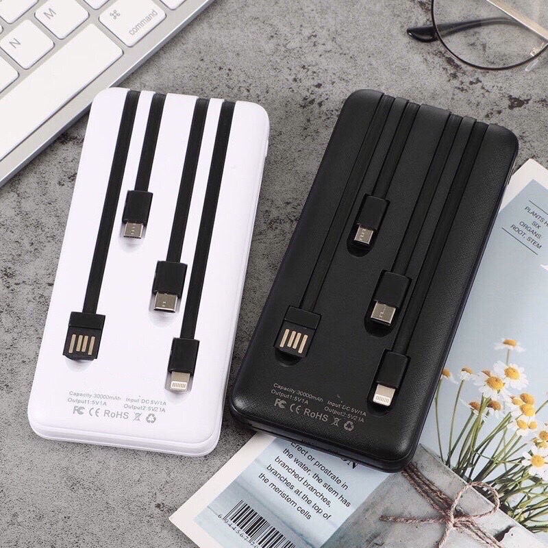 Eloop E30 Powerbank 30000mAh แบตสำรอง มีสายในตัว 4 เส้น พร้อมส่ง 2 สี ...