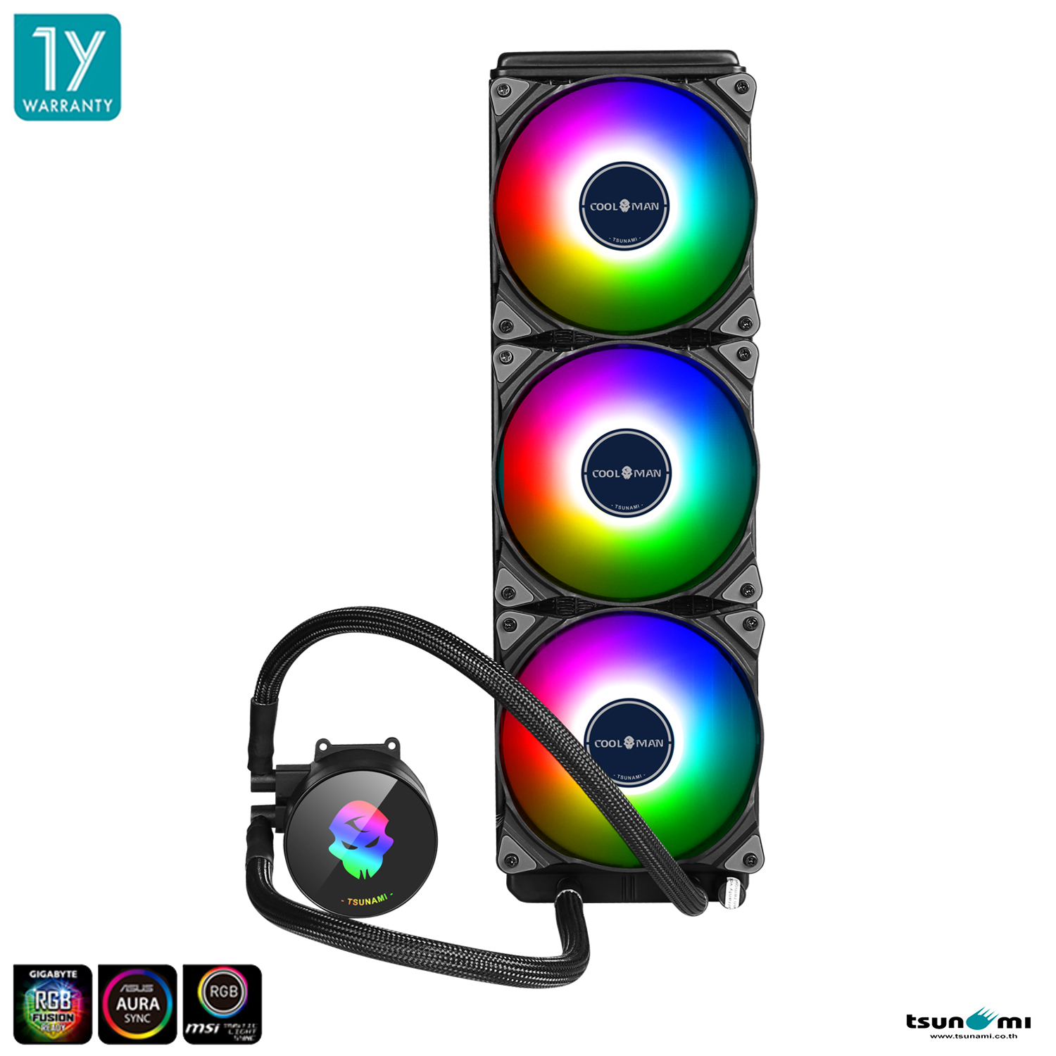 ชุดน้ำระบบปิด Tsunami CoolMan ARGB Multi-platform CPU Liquid Cooler CM ...
