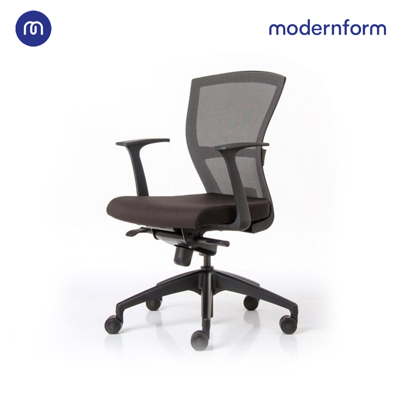 Modernform เก้าอี้ทำงานดีไซน์เรียบเท่ พนักพิงกลาง ปรับเอนได้ 4 ระดับ รุ่น E1 โครงดำ แขน FIX ขา ...
