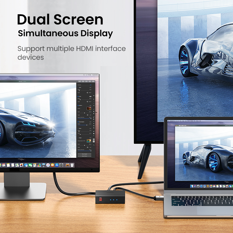 UGREEN 4k 60HZ HDR 1 in 2 out HDMI Splitter Dual simultaneous Display for laptop PS5 Switch ...