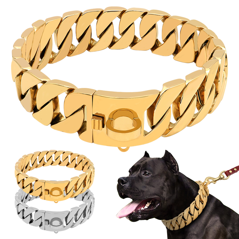 Strong Metal Dog Chain Collars Stainless Steel Training Choke Collar ...