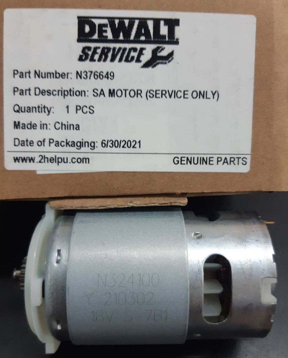 DeWALT motor with pinion อะไหล่ มอเตอร์ DC 18 v.(พร้อมเฟืองขับ) part no ...