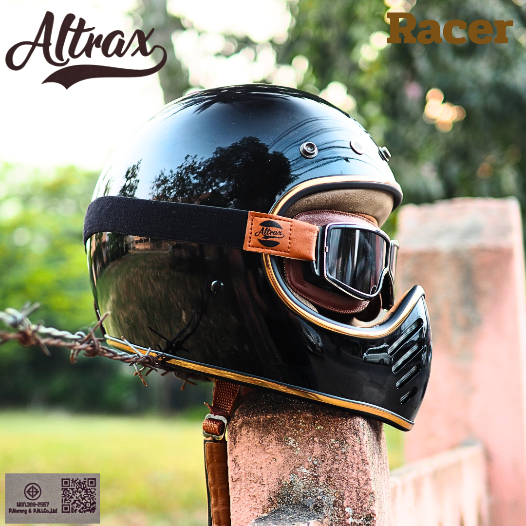 หมวกกันน็อควินเทจ คลาสสิค Altrax รุ่น Racer แถมแว่นวินเทจ และ แก็ปบัง ...