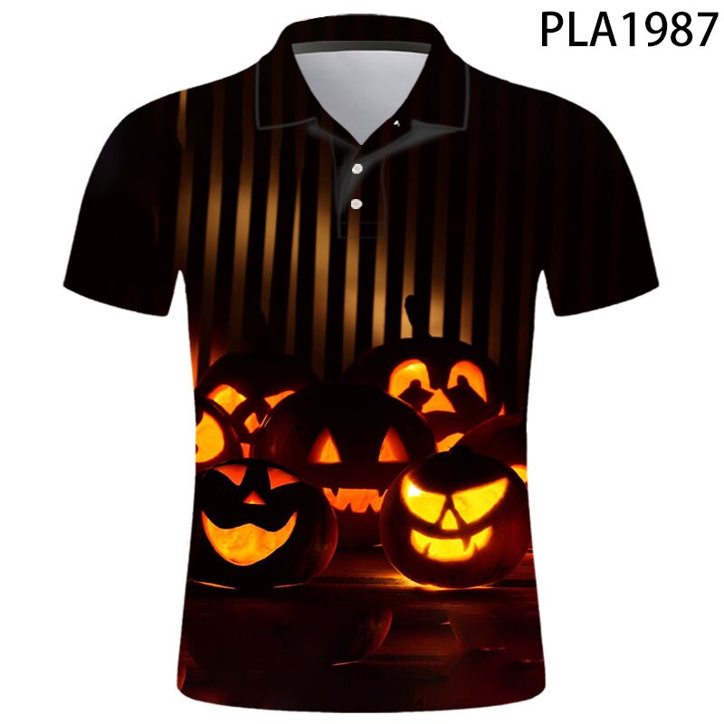 3D Printed Halloween Pumpkin Hombre Camisas De Polo Comics Men Polo ...