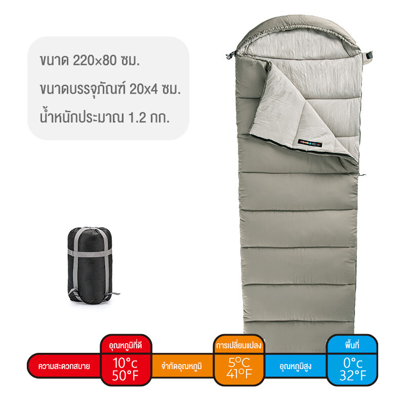 SOTIAY ถุงนอนแคมป์ปิ้ง ซักได้ ถุงนอนพกพา กันหนาว กันลม กันแมลง แถมฟรี ...