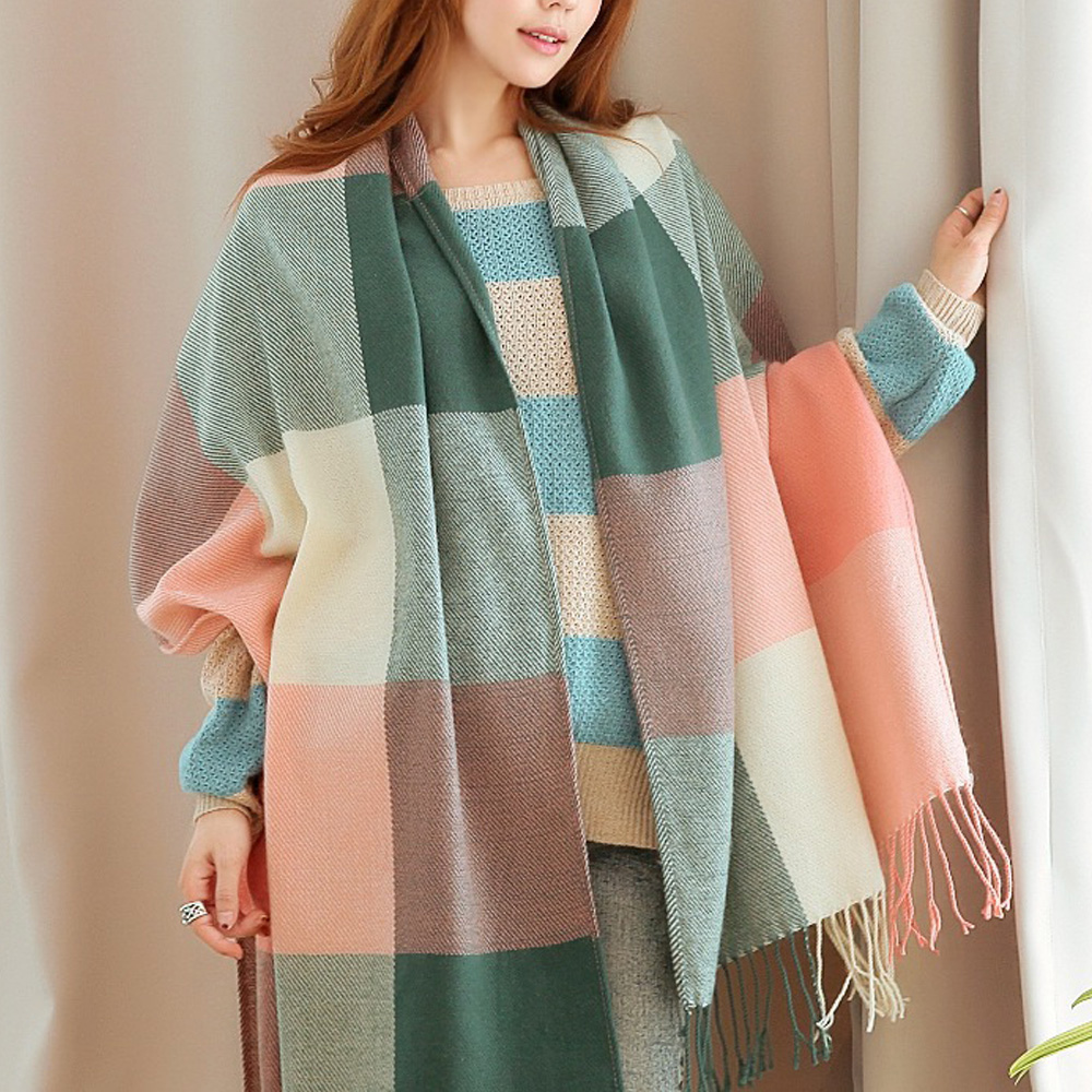 CANGCRU56383 Luxury Autumn Winter Women Warm Blanket Warm Tippet Cashmere Shawl Wrap Knitted ...