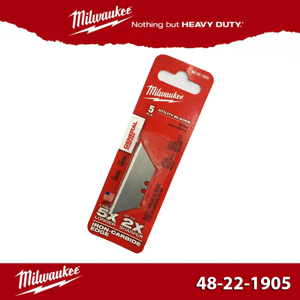 Milwaukee 48-22-1905 ใบมีดตรง 5pcs Utility blades | Lazada.co.th