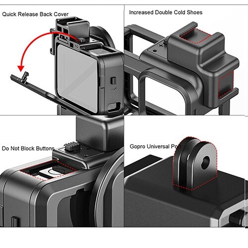 GoPro GoPro 11 10 9 Ulanzi G9-4 Vlog Plastic Camera Cage GoPro Mic ...