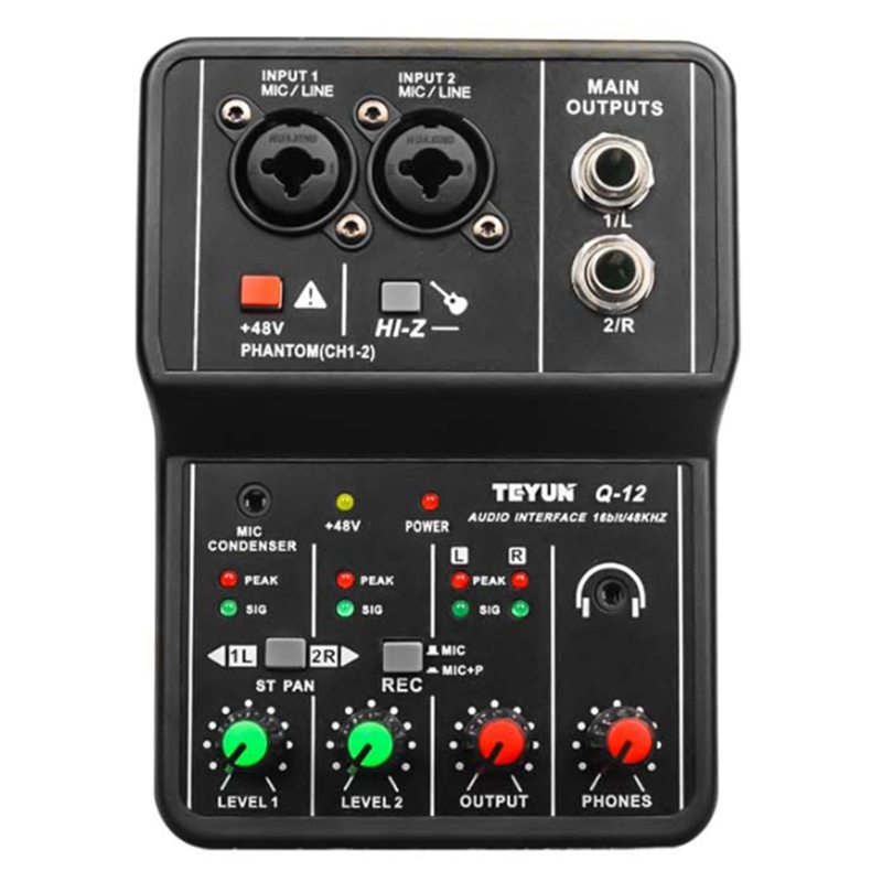 Q-12 Sound Card Audio Mixer Sound Board Console Desk System Interface 4 ...