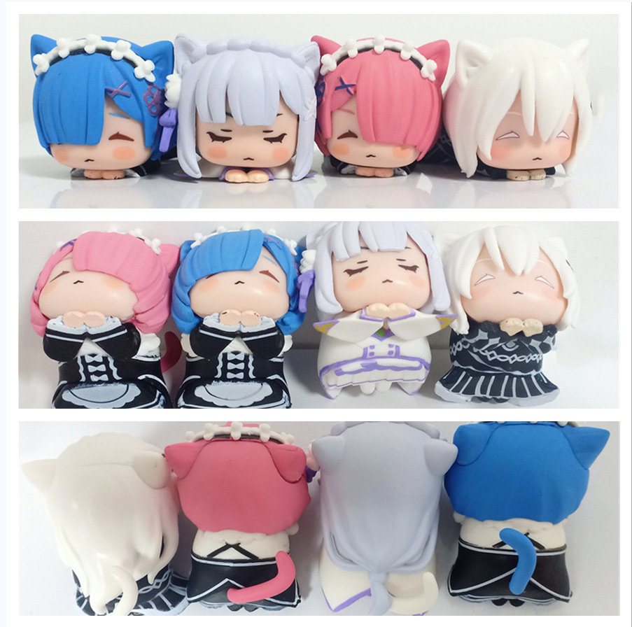 4cm 4pcs RE: ZERO - Starting Life in Another World Sleep Remim Cat ...