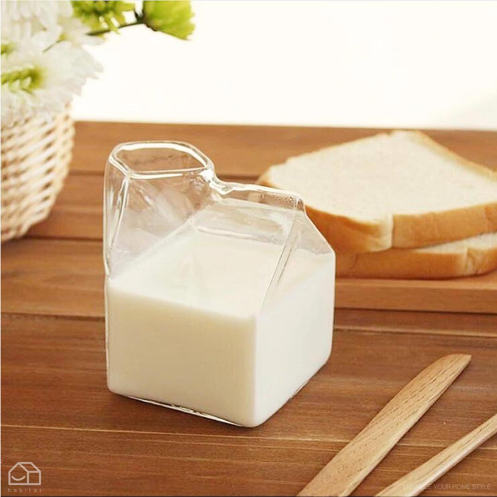 [HABITAT] Creative Mini Milk Cup Carton Creamer Cup Clear Glass Milk ...