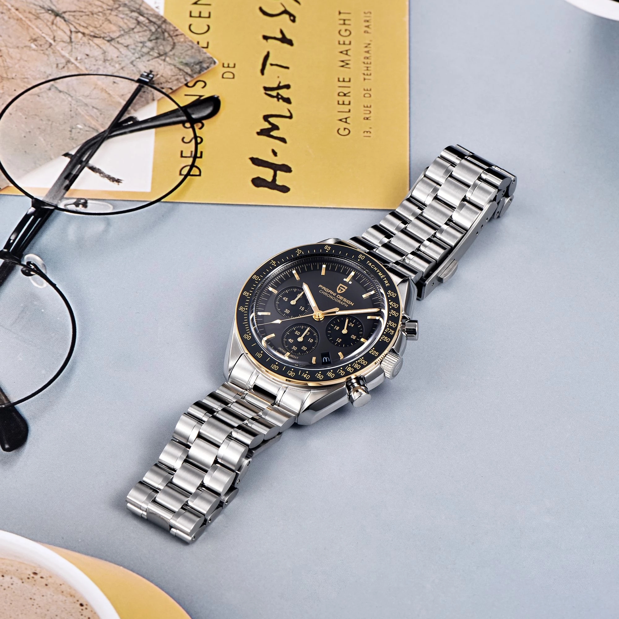 PAGANI DESIGN Speedmaster ซีรีส์ VK63นาฬิกา100เมตรกันน้ำควอตซ์นาฬิกาหรู ...