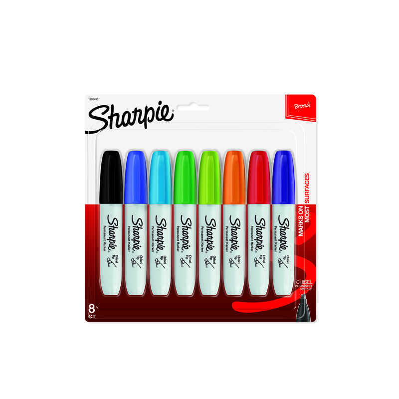 Sharpie CHISEL TIP ASST PACK 8 1-5 mm ปากกาชาร์ปี้ ชิเซล คละสี แพ็ค8 1 ...