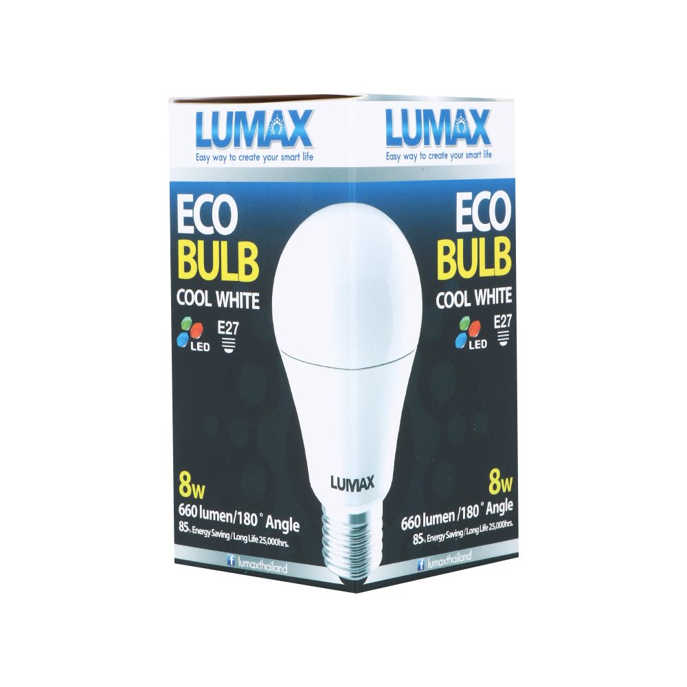 ((ขายดี)) หลอด LED LUMAX ECOBULB 8วัตต์ สีเหลือง หลอดไฟ หลอดประหยัดไฟ ...