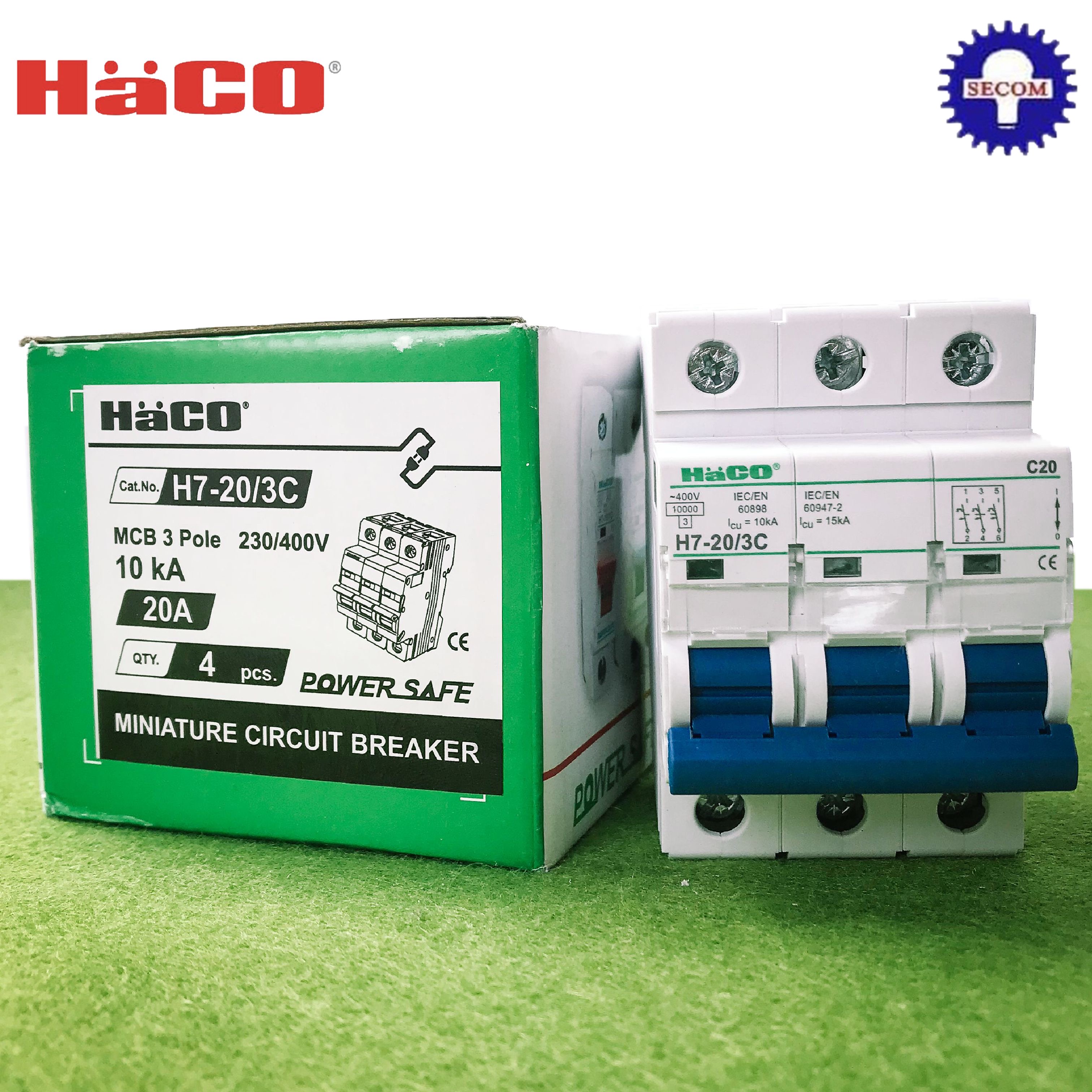 ลูกเซอร์กิต HACO MCB H7-20/3C 3P 20A 230/400V Miniature Circuit Breaker HACO 3P 20A เซอร์กิต ...