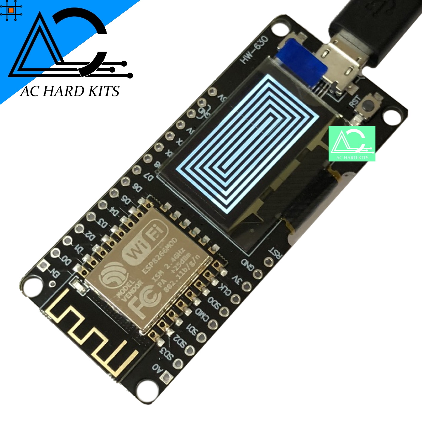 NodeMCU Wemos ESP8266 ESP-12F 0.96 Inch OLED Display CP2102 - AC ...