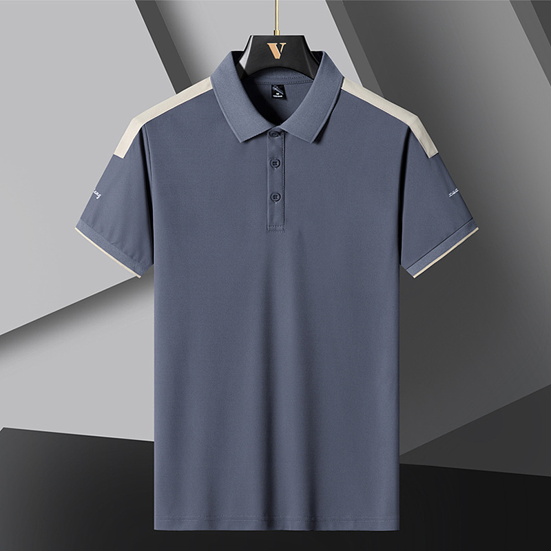 901A รุ่นใหม่ POLO เสื้อแขนสั้นผู้ชาย T เสื้อฤดูร้อนปกผ้าไหมน้ำแข็งบางครึ่งแขนระบายอากาศเสื้อยืด ...