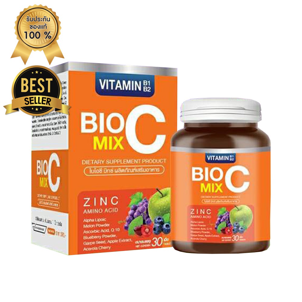 BIO C MIX Plus Vitamin Alpha+Zinc ไบโอ ซี มิกซ์ พลัส วิตามิน ขนาด 30 ...