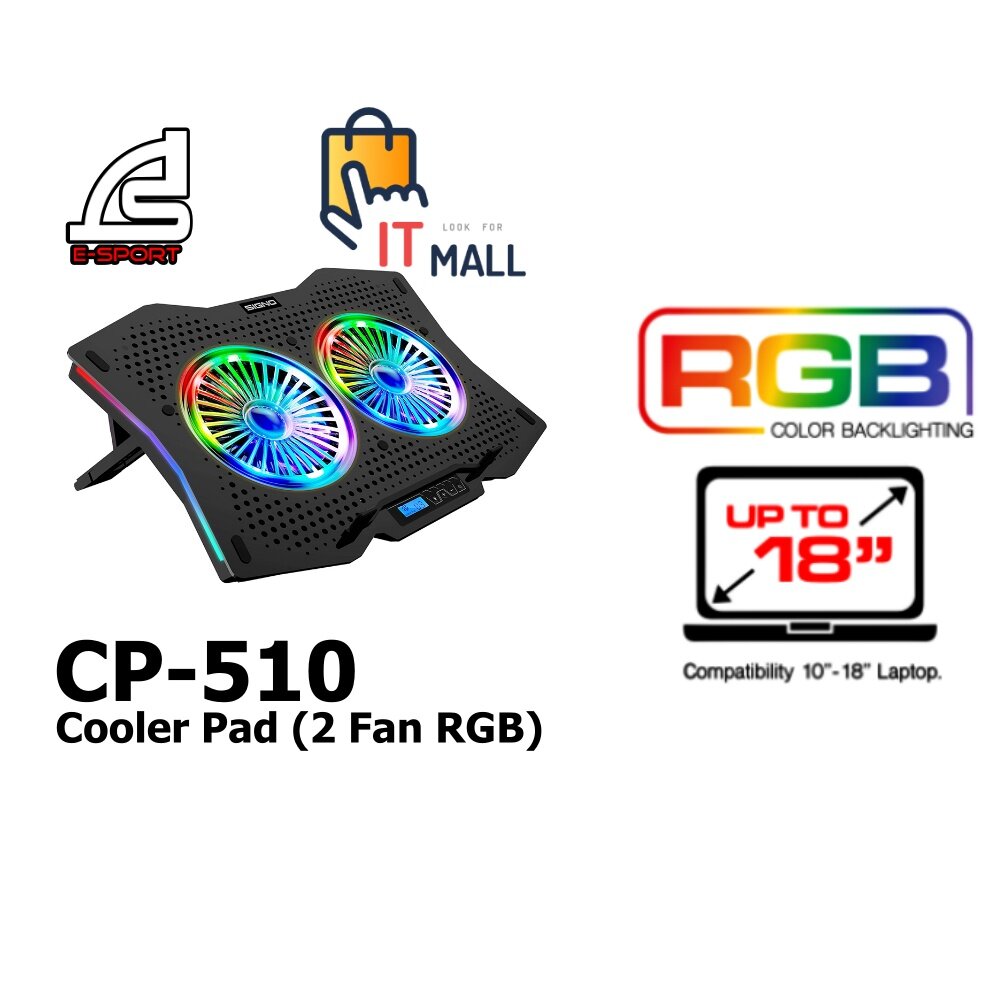 SIGNO CP-510 SPECTRO RGB Gaming Cooling Pad พัดลมโน๊ตบุ๊ค RGB รับประกัน 1ปี | Lazada.co.th