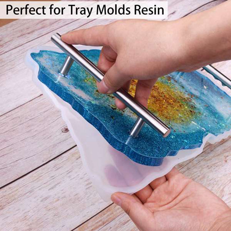 4PCS Resin Tray Molds Handles Epoxy Tray Handles Hardware Stainless ...