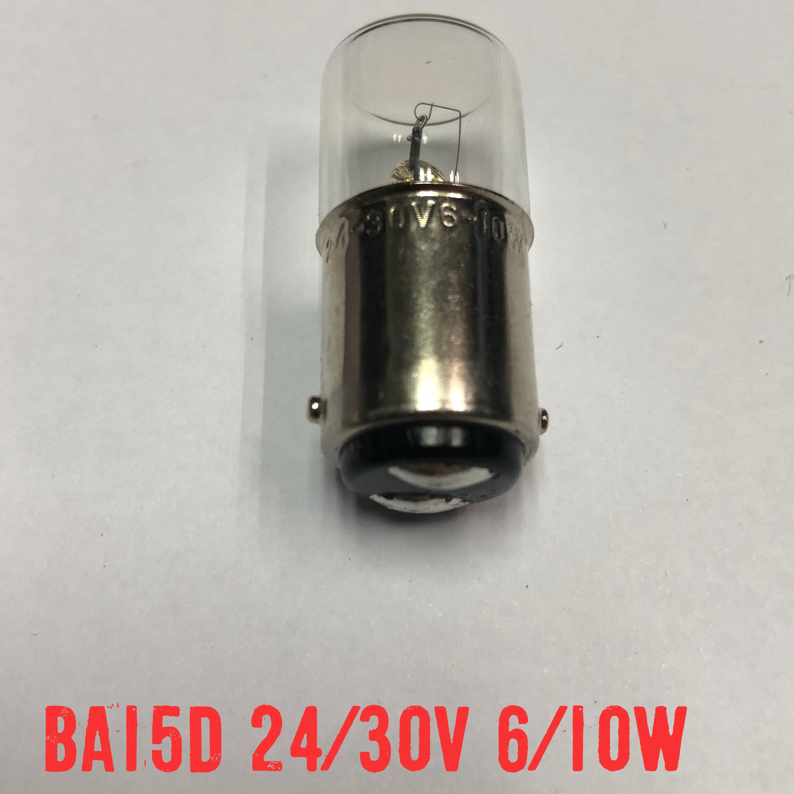 หลอดไฟเล็ก Pilot Lamp BA15D ขั้วเขี้ยว ทรงสั้น ขนาด 15 มิล 24V 10W ...
