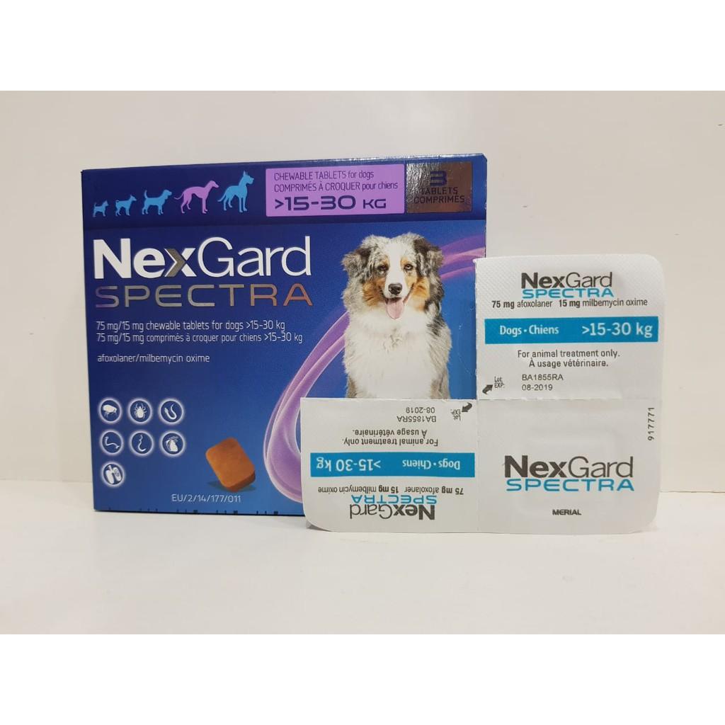 NexGard Spectra Dog 15-30 kg Exp 12/2020 ยากินกำจัดเห็บหมัด ป้องกัน ...