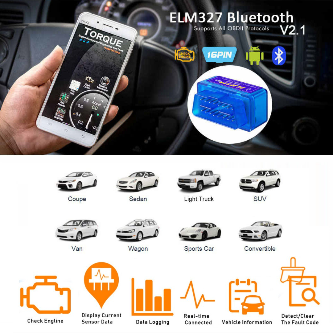Mini OBD V2.1 Mini ELM327 OBD2 Bluetooth Auto Scanner OBDII ELM327 ...