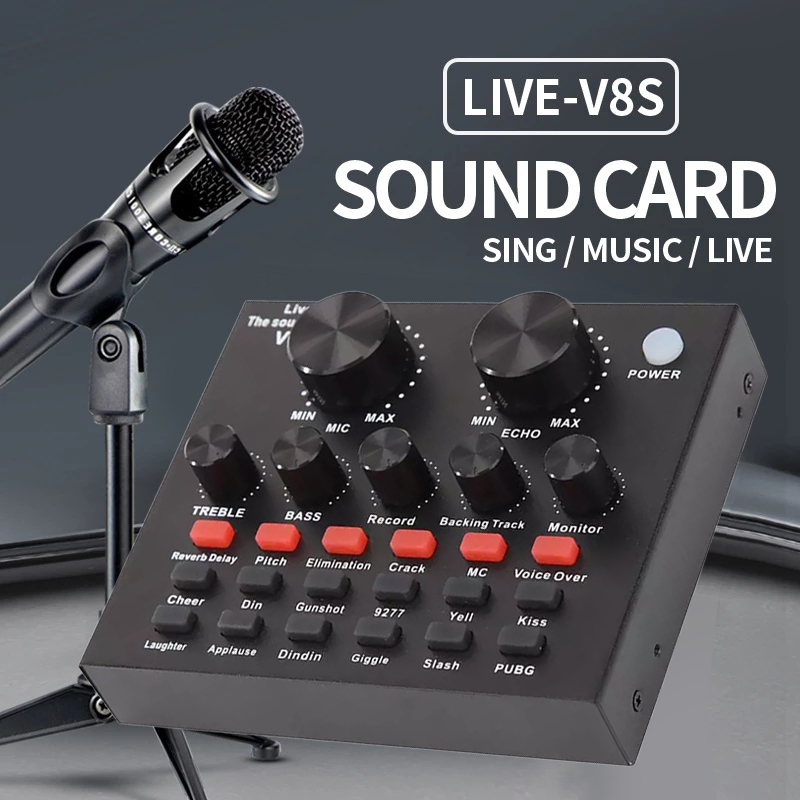 V8 Audio Live Sound Card for Phone Computer USB Headset Microphone ...