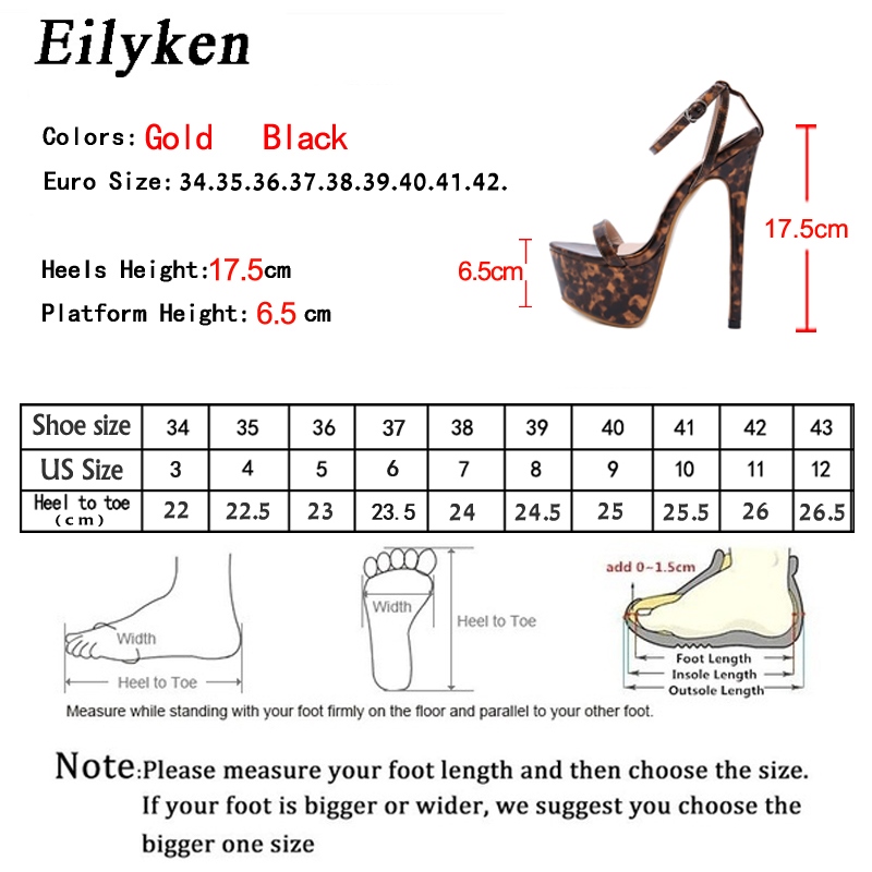 ☁ Eilyken Leopard Women High Heels Sandals 16cm Sexy Stripper Shoes Party Pumps Shoes Women ...