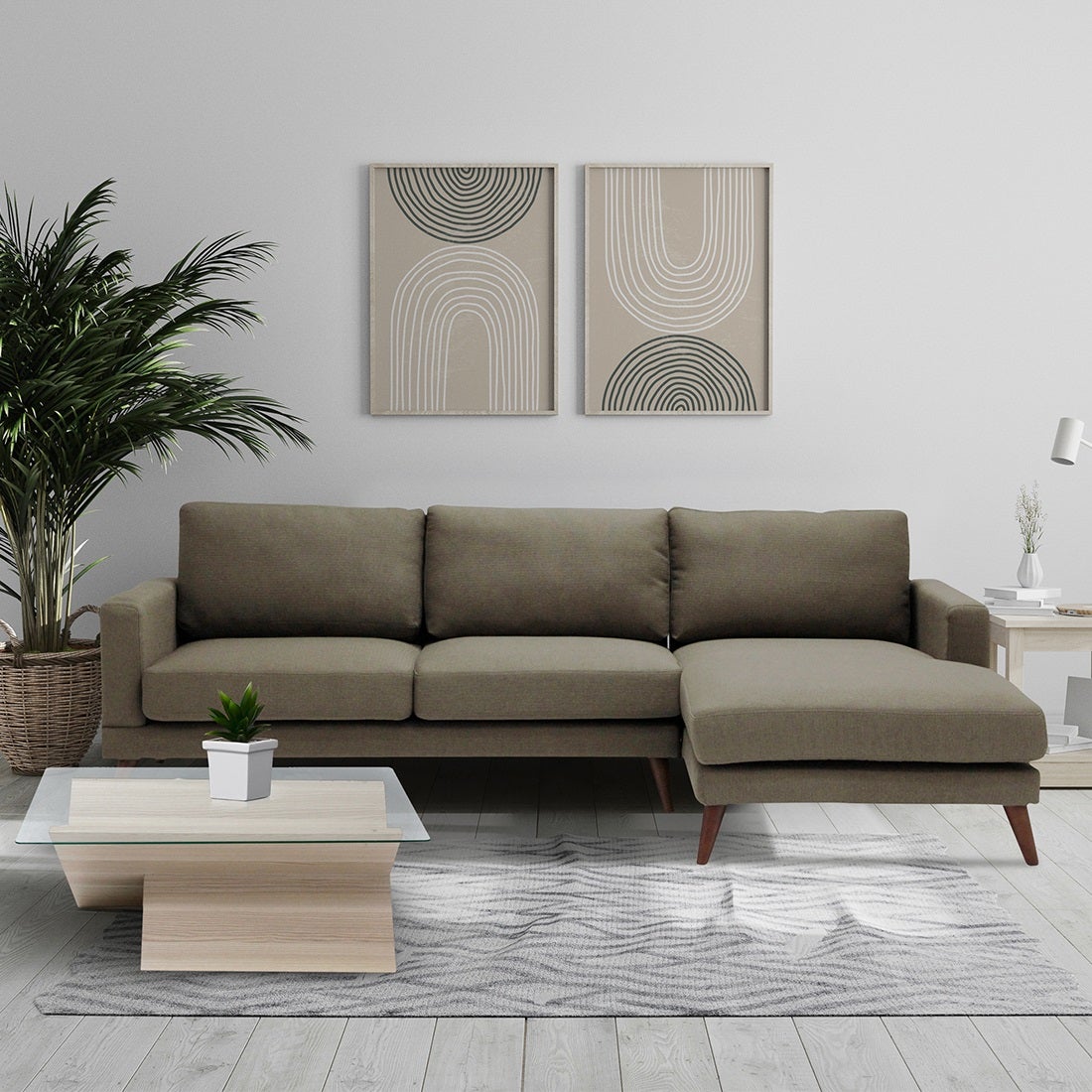 SB Design Square SB FURNITURE โซฟาเข้ามุมขวา รุ่น Compound สีน้ำตาล และ ...