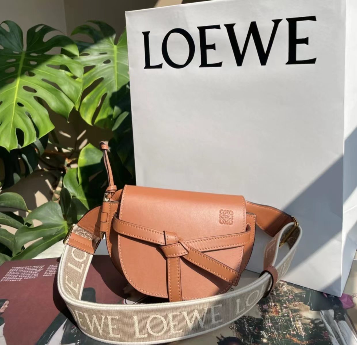 LOEWE Gate Dual Calfskin Bow Bag กระเป๋าสะพายไหล่ Crossbody Women - มิ ...