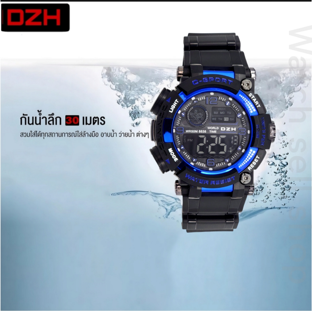 Dzh genuine Watch 30m waterproof alarm and timer led day-date-month ...