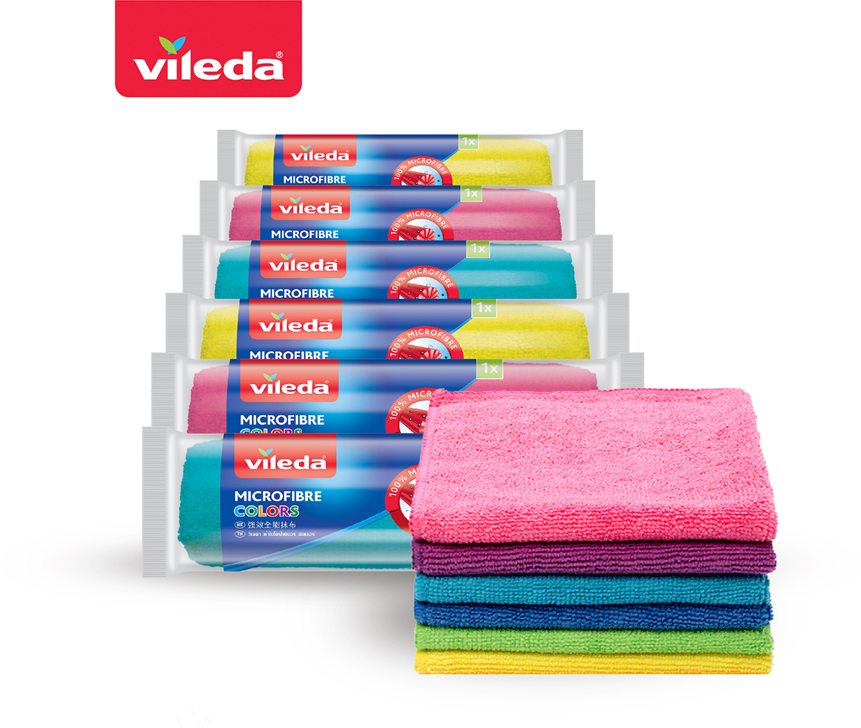 วิเลดา ผ้าไมโครไฟเบอร์ คัลเลอร์ แพ็ค6 Vileda Microfibre Colors Cloth ...