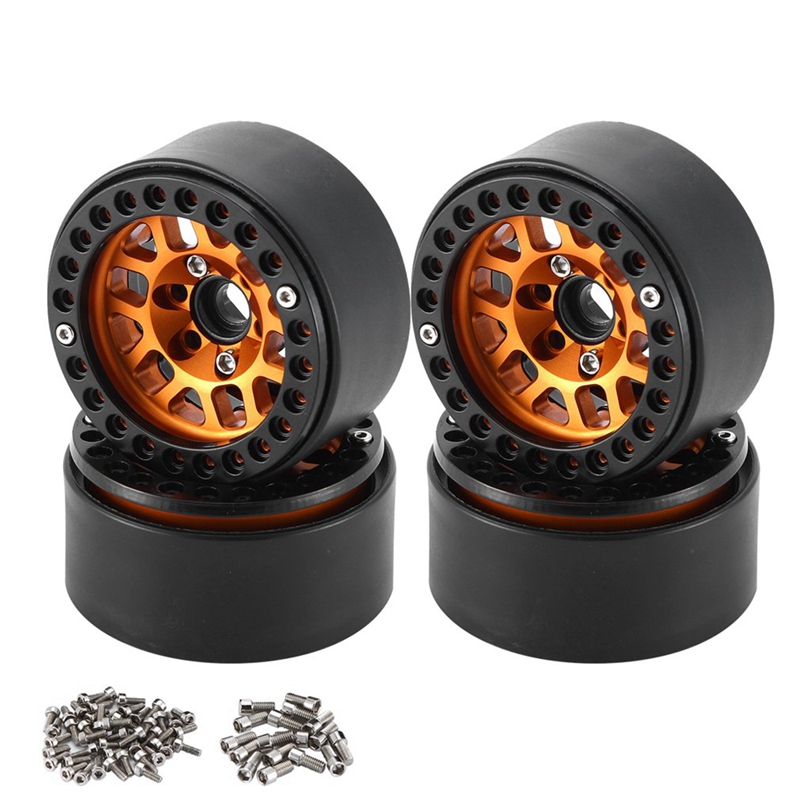 4PCS 1.9 Metal Beadlock Wheel Hub Rim for 1/10 RC Crawler Axial SCX10 90046 AXI03007 Traxxas ...