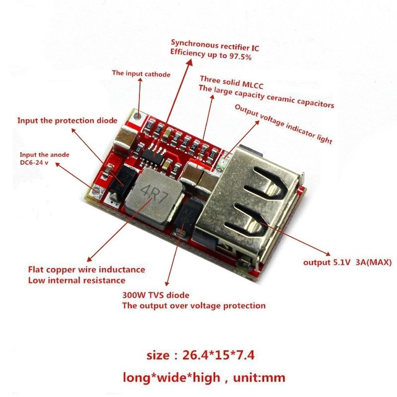 DC 6-24V 12V/24V to 5V 3A CAR USB Charger Module DC - KATASEMI - ThaiPick