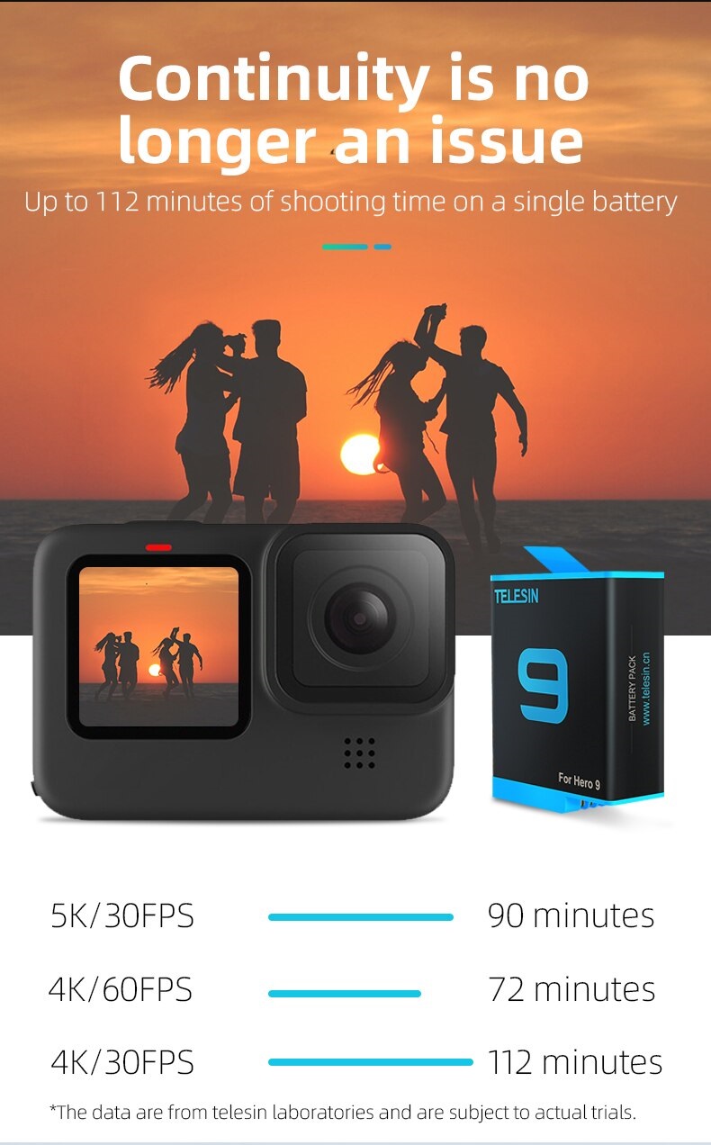 Telesin GoPro Rechargeable Battery for GoPro Hero 10 9 Charger Battery ...