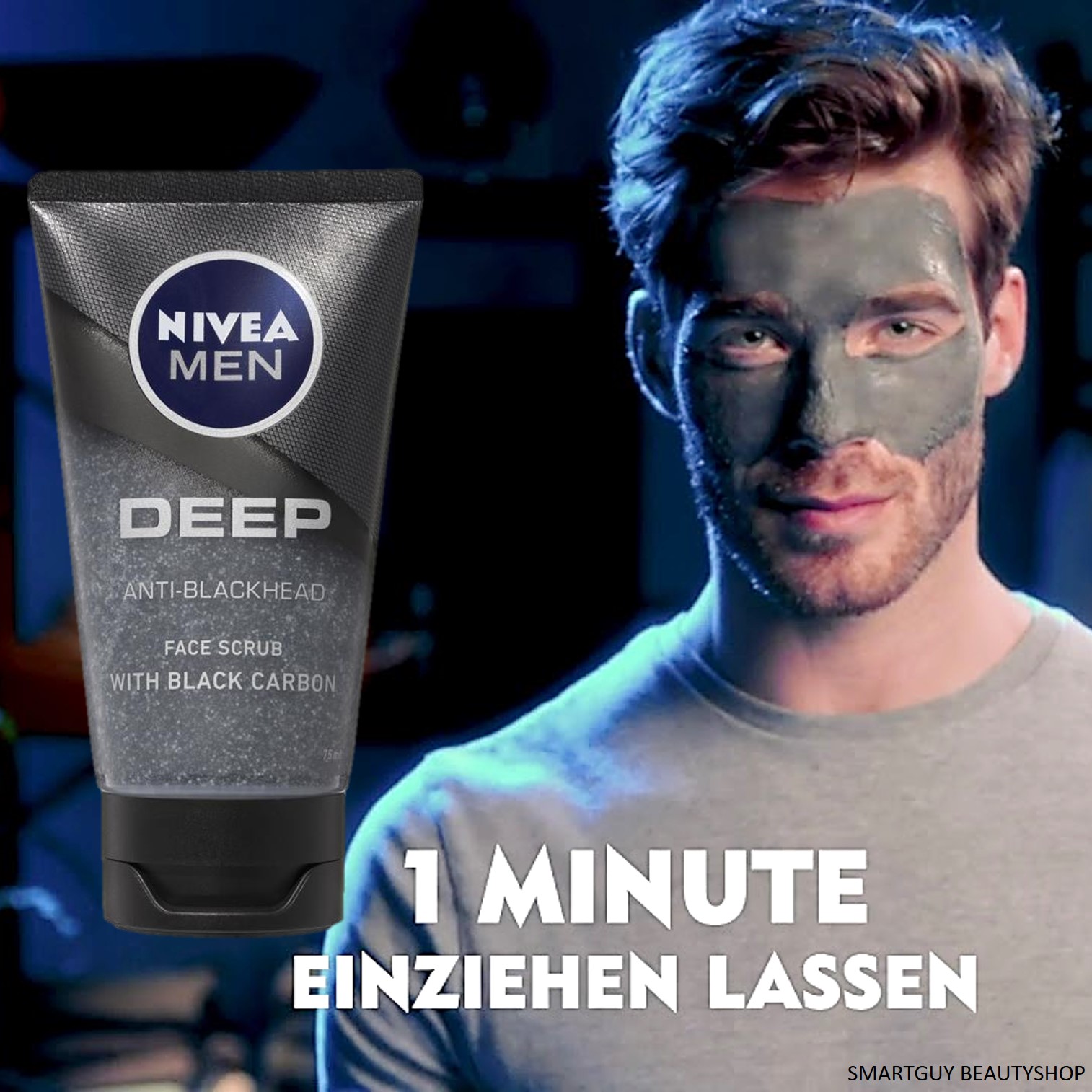 Nivea Men Deep Anti-blackhead Face Wash Scrub With Black Carbon 75ml สค ...