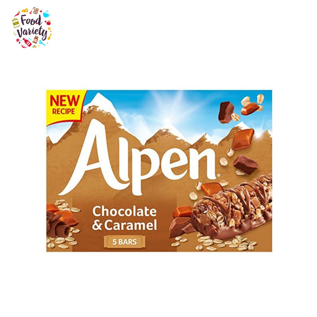 Alpen Caramel & Chocolate Oat Bar X 5 Bars 145g อัลเพน ธัญพืชผสมโอ๊ต ...