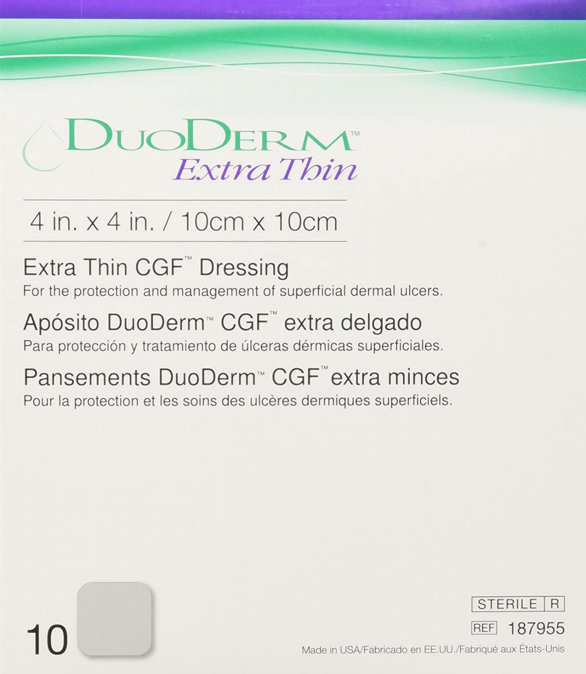 DuoDERM Extra Thin CGF Hydrocolloid 10cm x 10cm, Sterile Self-Adhesive ...
